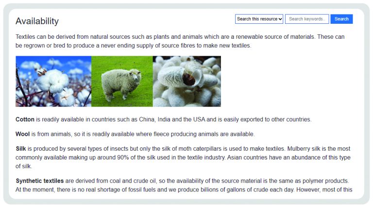 Textile Based Materials – Focus Educational Software